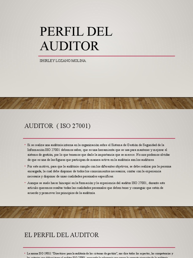 Perfil Del Auditor | PDF | Auditoría | Contralor