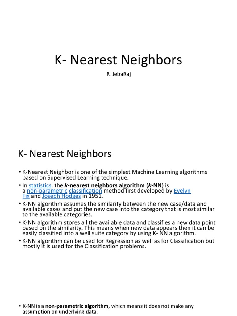 K Nearest Neighbors | PDF | Artificial Intelligence | Intelligence (AI ...