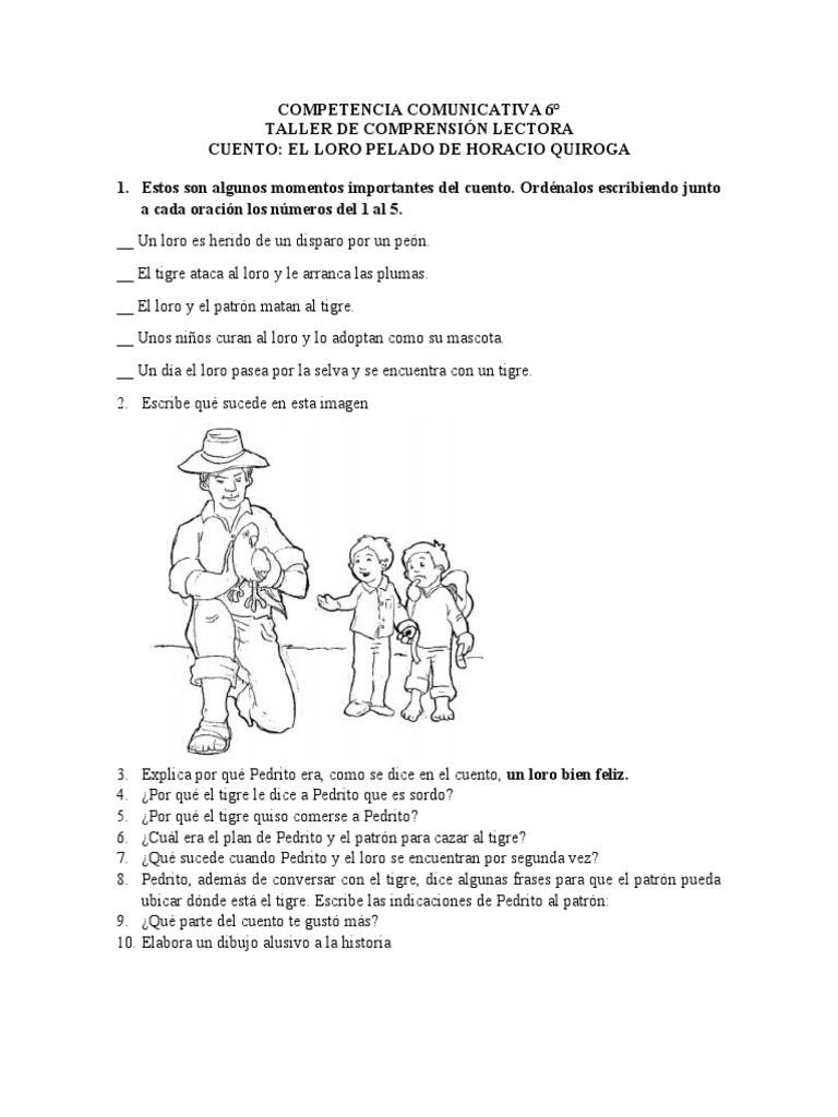 Actividades de Comprensión: El Loro Pelado | PDF | Ficción general