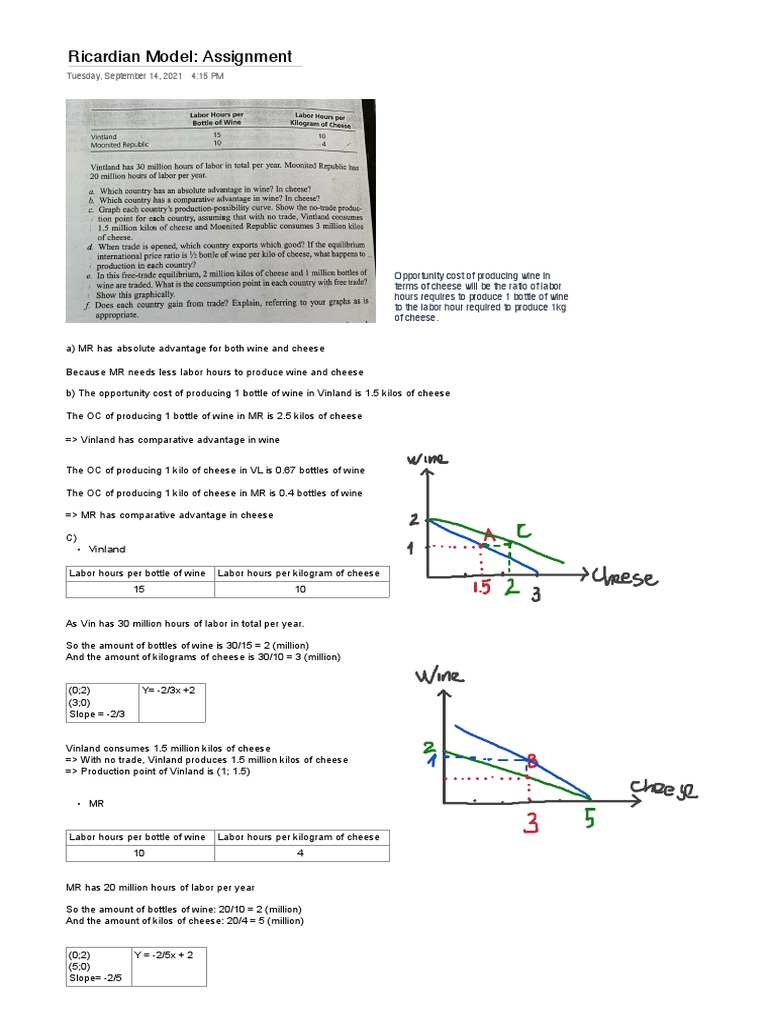 Ricardian Model-Assignment | PDF | Comparative Advantage | Economies