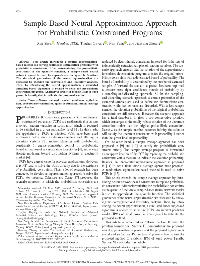 Sample-Based Neural Approximation Approach For Probabilistic Constrained Programs | PDF ...