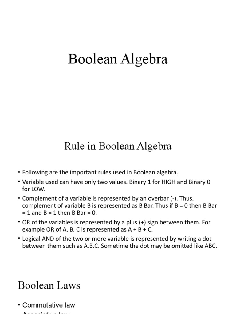 Boolean Algebra Pdf Boolean Algebra Teaching Mathematics 