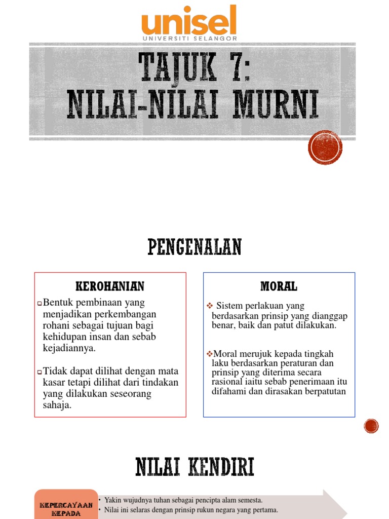 TAJUK 7 - Nilai Nilai Murni | PDF