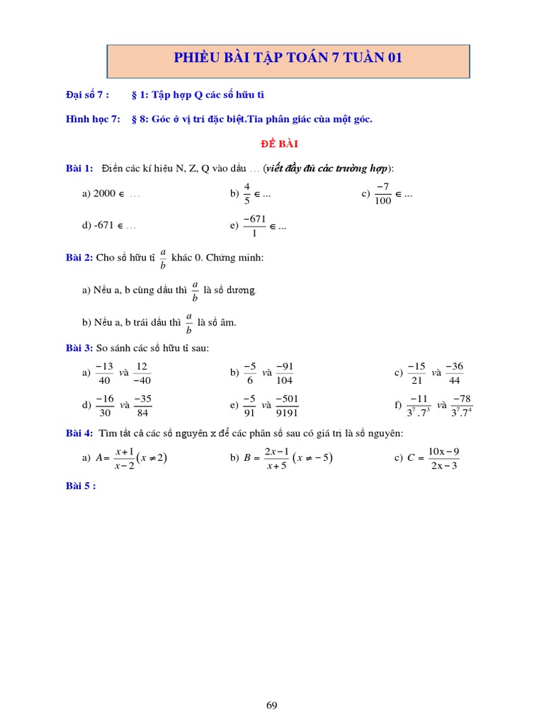 Phieu Bai Tap Toan 7 Ket Noi Tri Thuc 1 | PDF