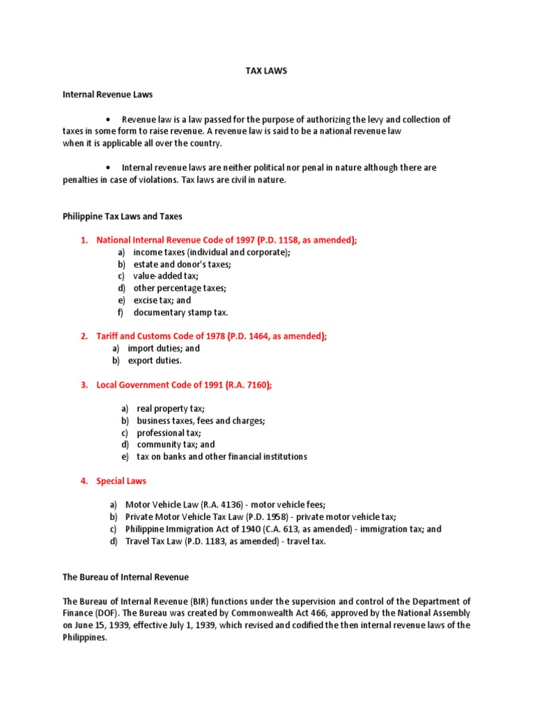 Tax Laws | PDF | Taxes | Income