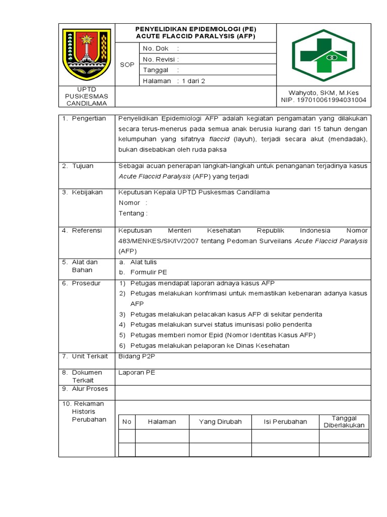 SOP Penyelidikan Epidemiologi AFP | PDF | Sains & Matematika