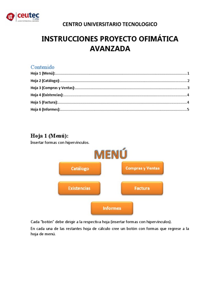 Instrucciones Proyecto Ofimática Avanzada | PDF | Carne | Vegetales