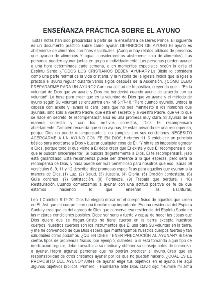 Enseñanza Práctica Sobre El Ayuno | PDF | Oración | Rápido