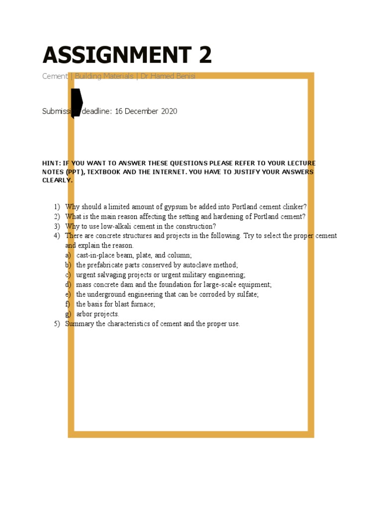 Cement Assignment | PDF