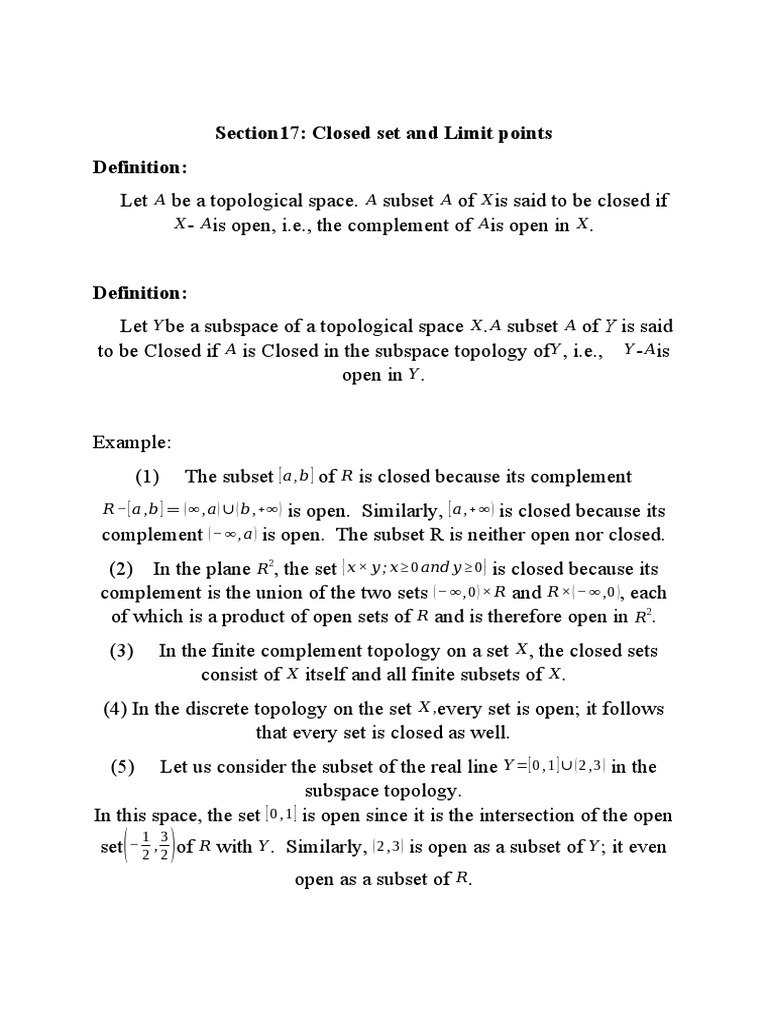 Section17 Closed Set and Limit Points 2 | PDF | Geometry | General Topology