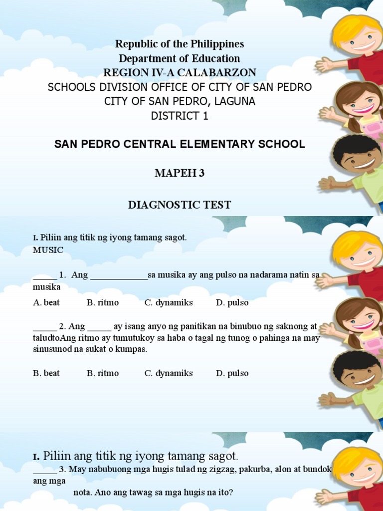 Diagnostic Test in Mapeh | PDF