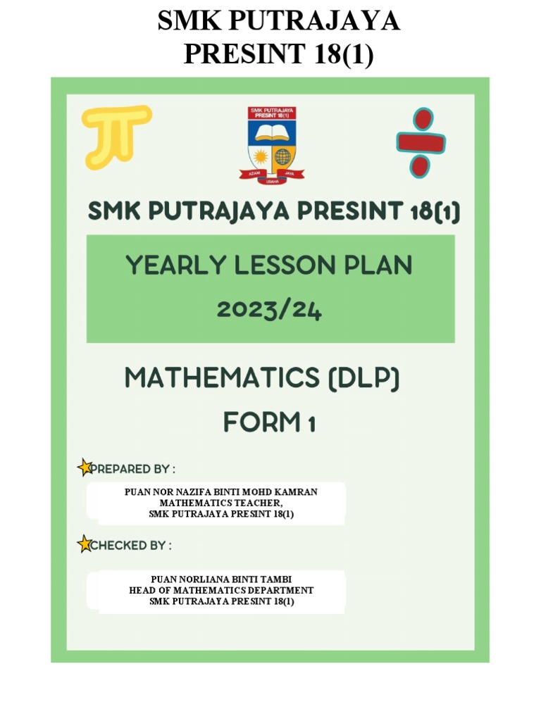 RPT f1 - 2023 - 2024 Mathematics DLP | PDF | Area | Equations