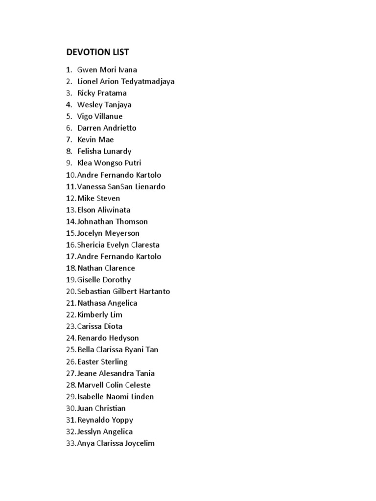 Devotion List | PDF