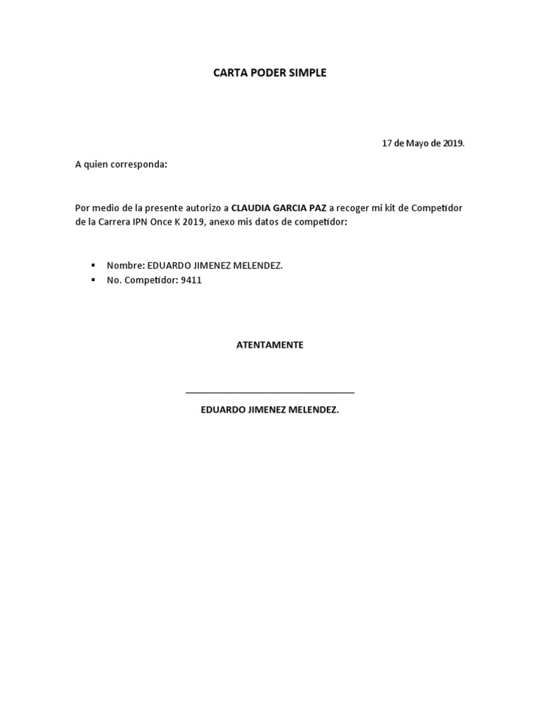 Carta Poder Simple | PDF