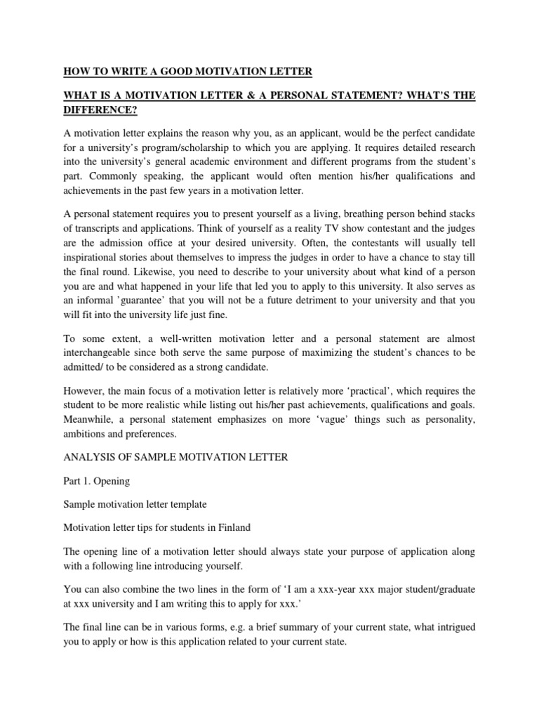 How To Write A Good Motivation Letter | PDF | Motivation | Motivational