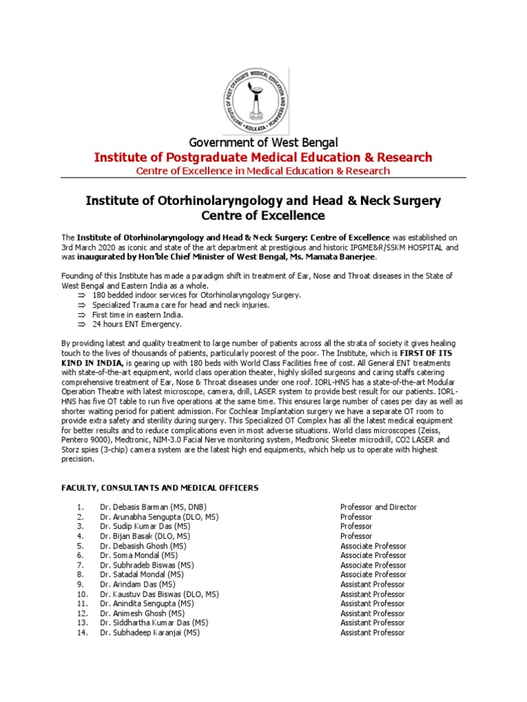 Institute of Postgraduate Medical Education & Research | PDF ...