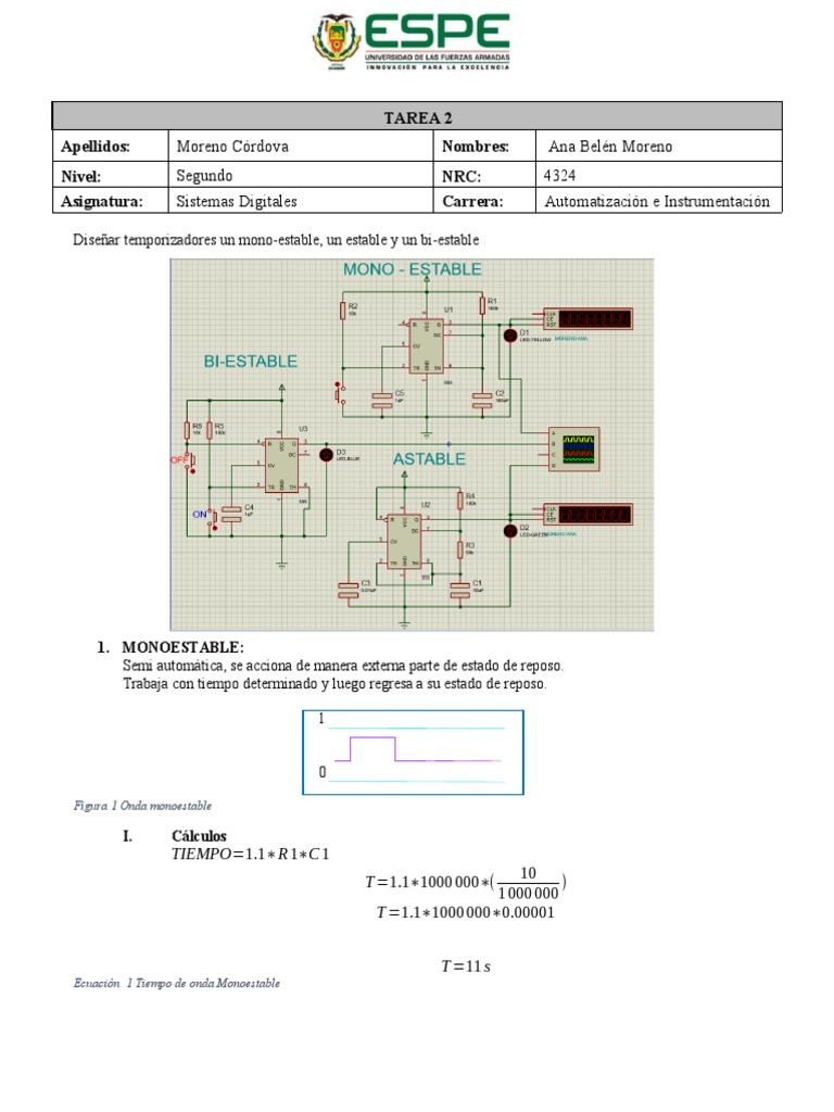 Diseño de Temporizadores Un Mono-Estable, Un Estable y Un Bi-Estable | Descargar gratis PDF ...