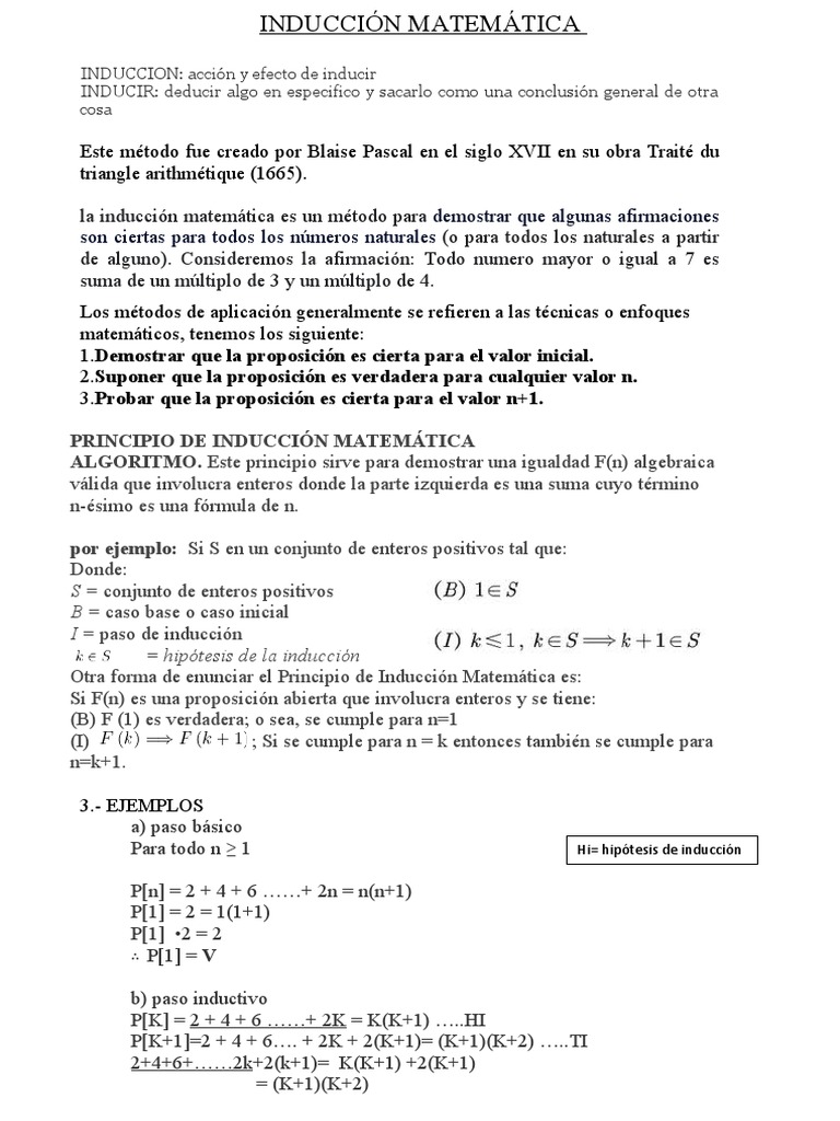 Inducción Matemática: Pasos y Ejemplos | PDF | Metalogica | Sintaxis ...