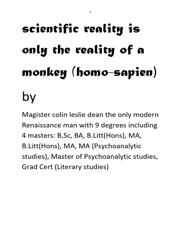 Scientific Reality Is Only The Reality of A Monkey | PDF | Theorem ...