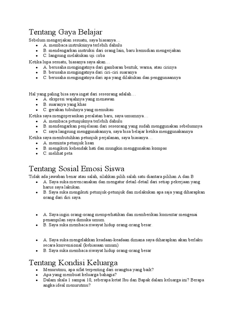 Contoh Asesmen Diagnostik | PDF