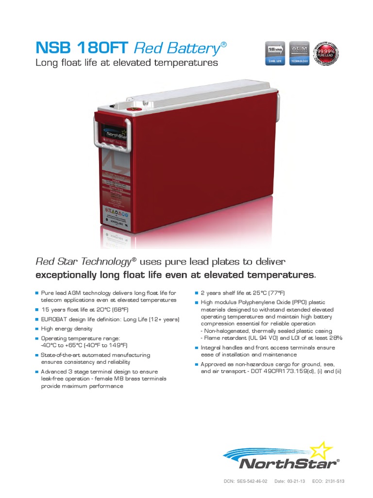 NSB 180FT Red Battery (SES-542!46!03) Netsphere | PDF | Electricity ...
