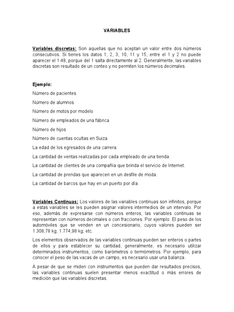 Variables Discretas Y Continuas Pdf Tecnología 6092