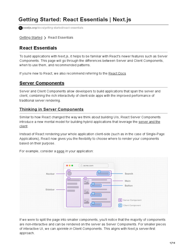 Getting Started React Essentials Nextjs Pdf Dynamic Web Page Java Script
