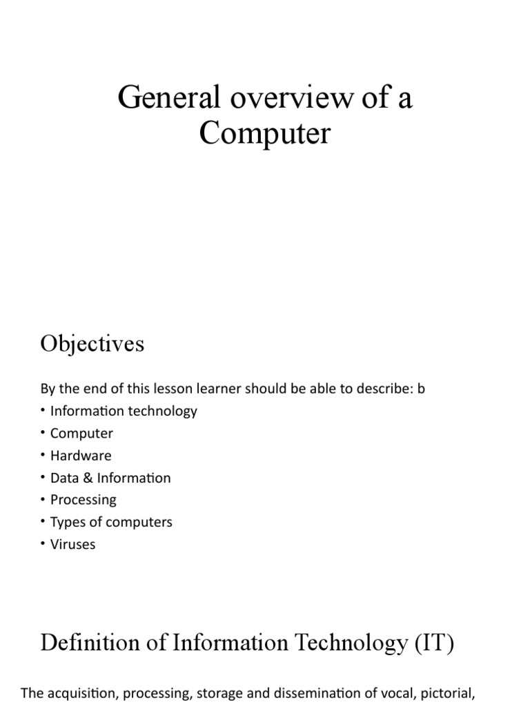 General Overview of A Computer | Download Free PDF | Computer Data Storage | Usb Flash Drive