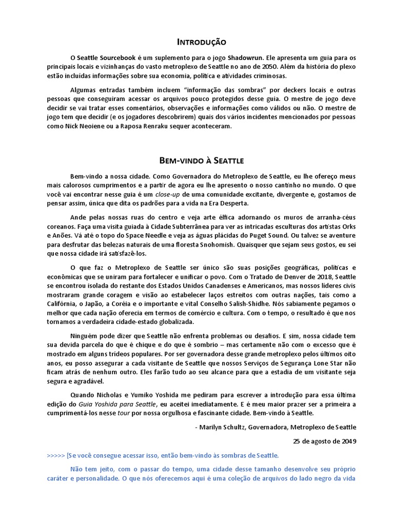 Shadowrun - Seattle Sourcebook | PDF | Seattle
