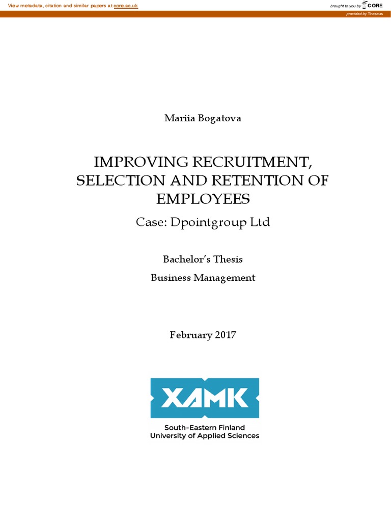 Improving Retention, Selection, and Turnover Employees | PDF | Recruitment | Human Resource ...