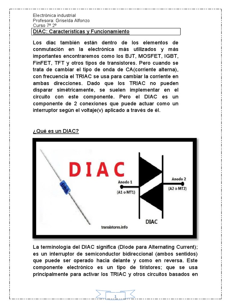 DIAC - Unidad 1 Tema 2 | PDF | Electrónica | Ciencia de los Materiales