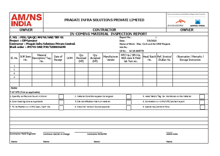 Imir Pisl New (Santosh Singh Qa/qc Senior Manager) | PDF
