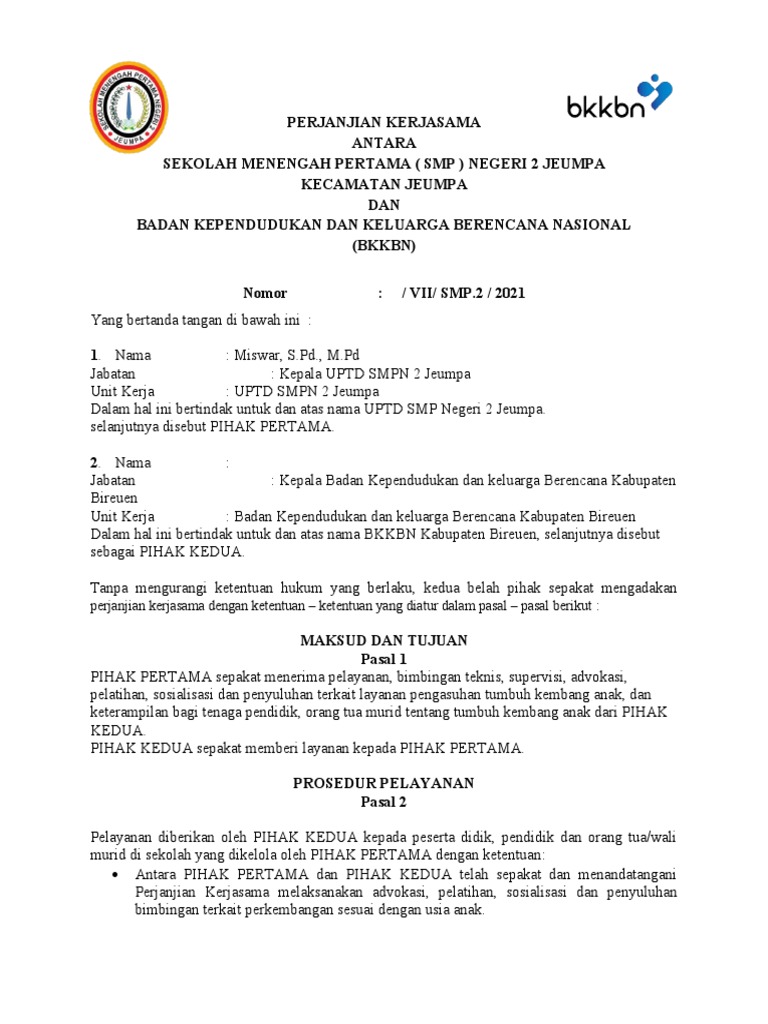 Mou BKKBN | PDF | Pengelolaan Keuangan & Uang | Ilmu Sosial