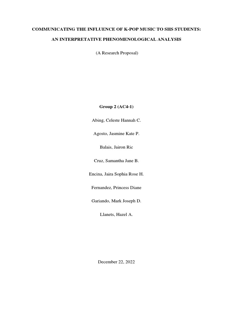 K-Pop's Impact on Senior High Students | PDF | Methodology ...
