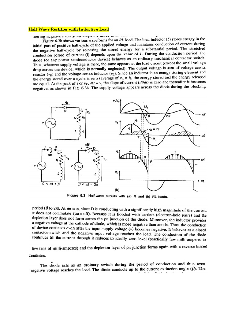 Half Wave Rectifier: Inductive Load Effects | PDF