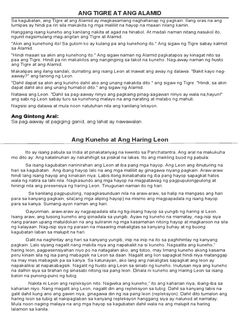 Ang Tigre at Ang Alamid | PDF