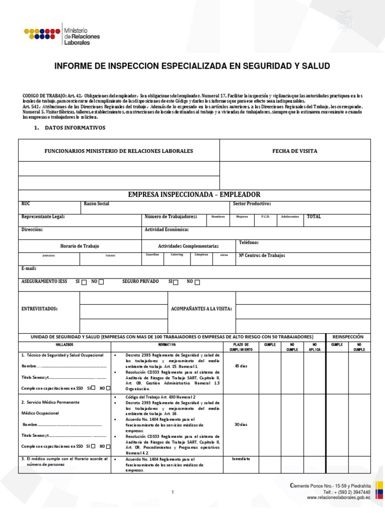 Formato de Inspeccion y Manual de Seguridad - Unificados | PDF ...