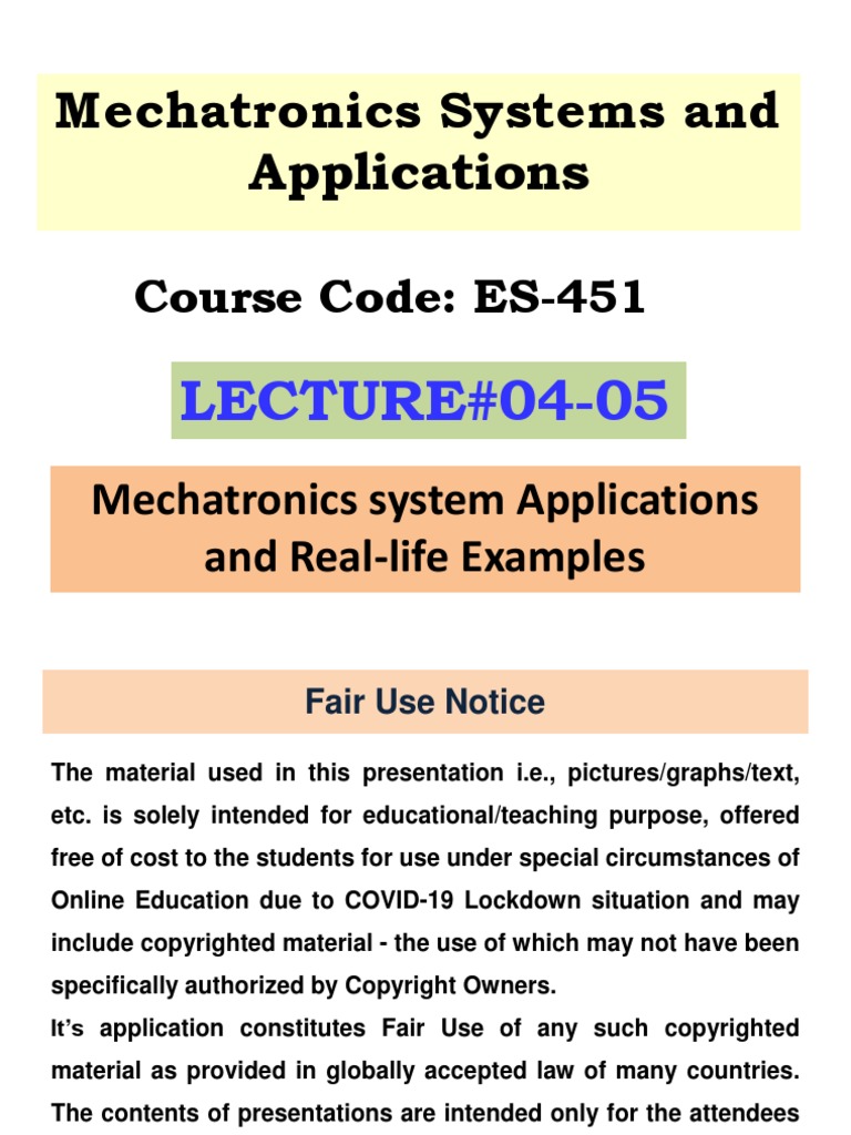 LEC 04 - 05 Mechatronics Systems and Applications | PDF | Home ... LEC 04 - 05 Mechatronics Systems and Applications | PDF | Home ...