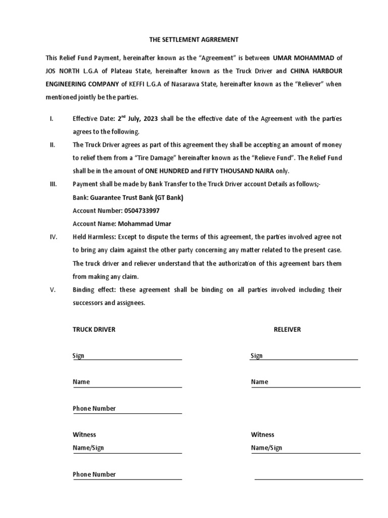 The Settlement Agrrement | PDF