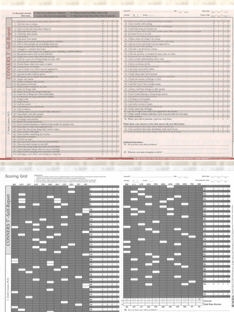 Conners Self Report | PDF