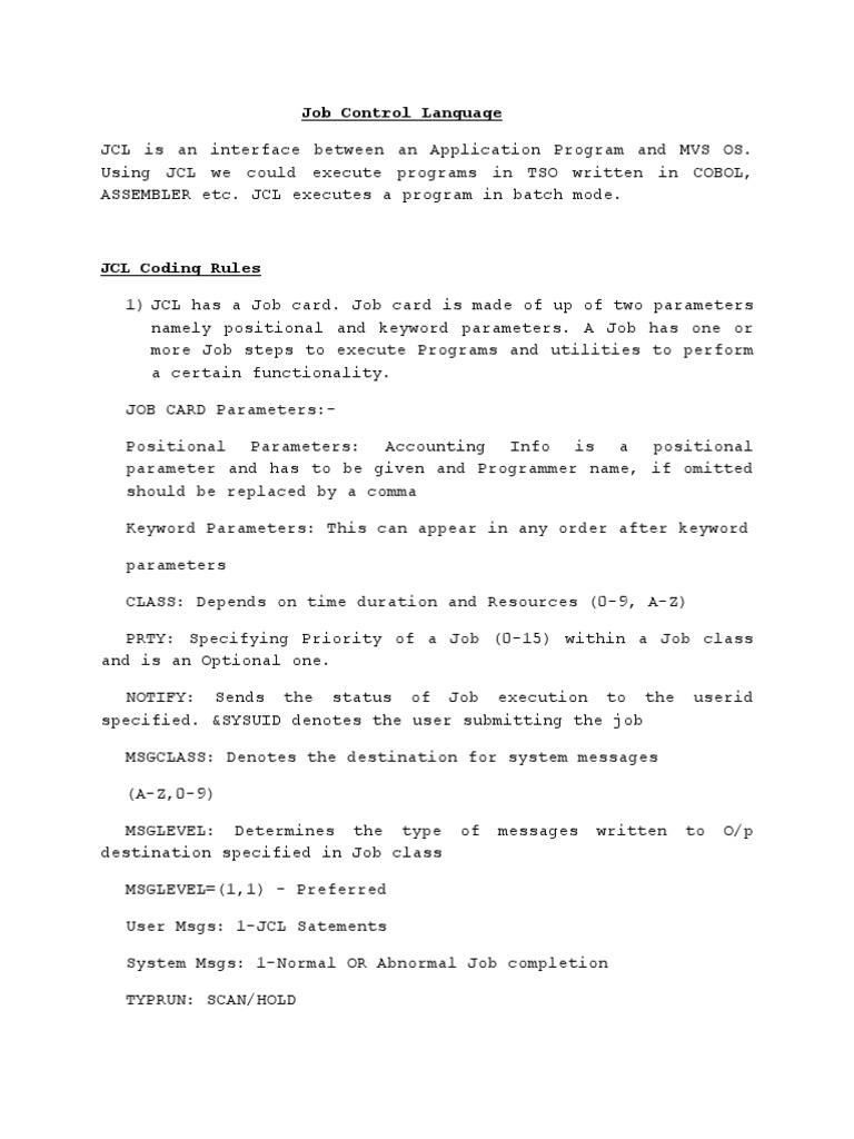 JCL Reference | PDF | Software Development | Operating System Families JCL Reference | PDF | Software Development | Operating System Families
