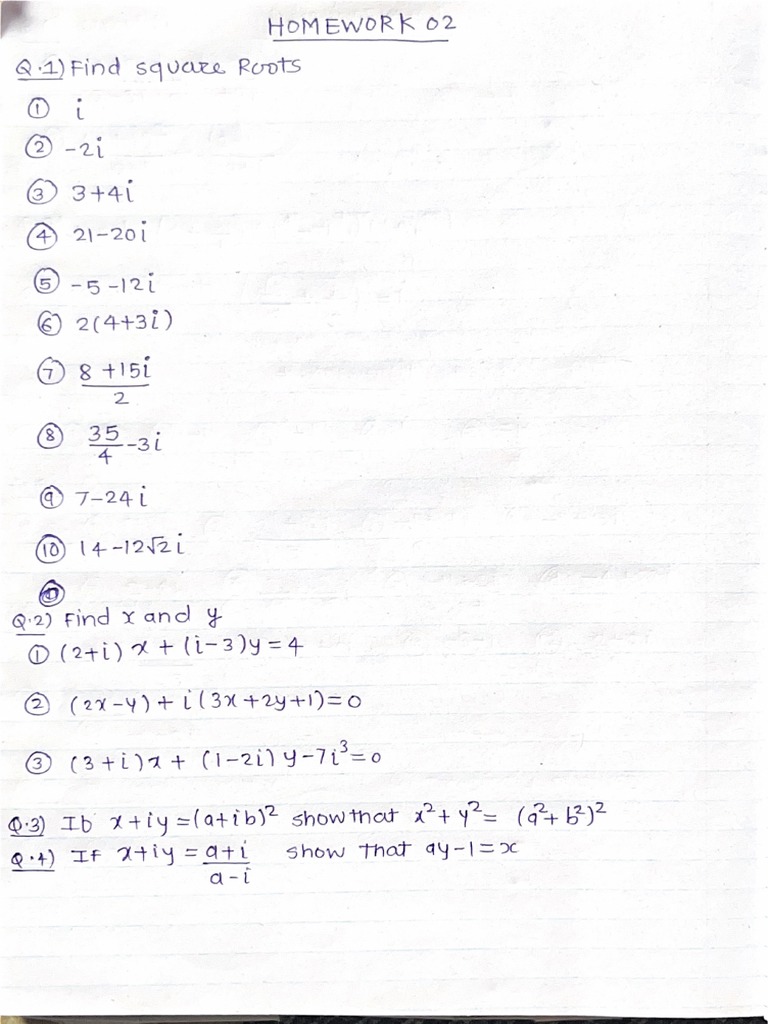 Complex Number Homework 2 Pdf 