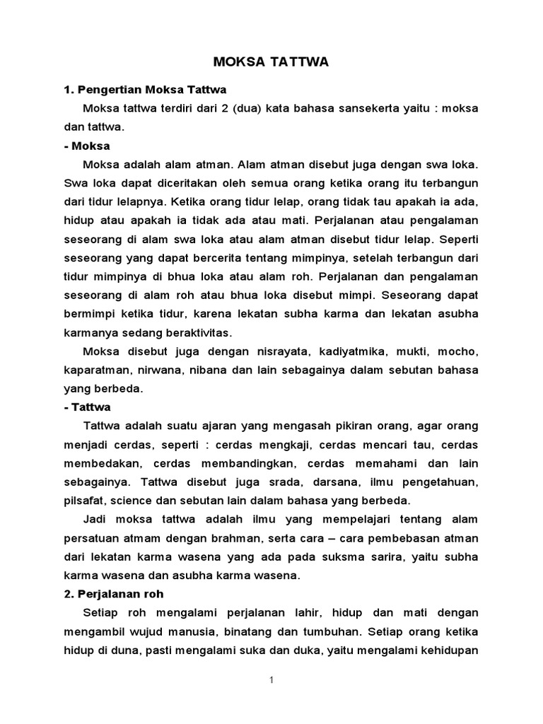 Pengertian dan Jalan Menuju Moksa | PDF