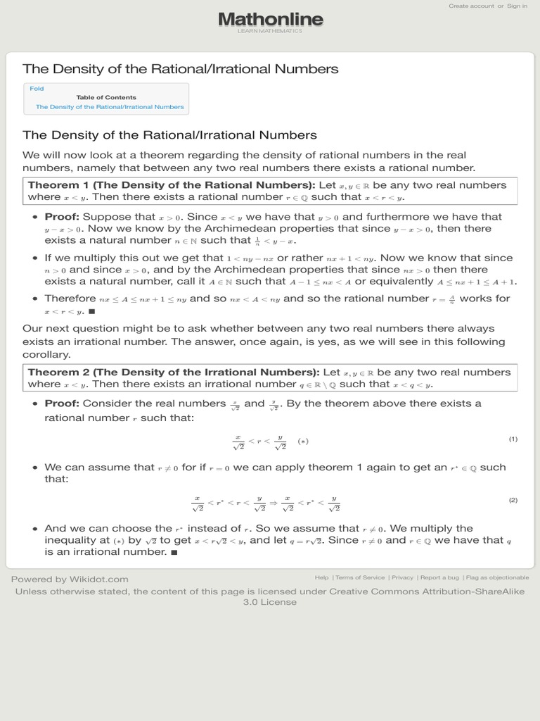 Density of Rational Numbers | PDF | Real Number | Arithmetic