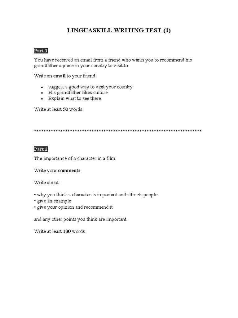Linguaskill Writing Test | PDF
