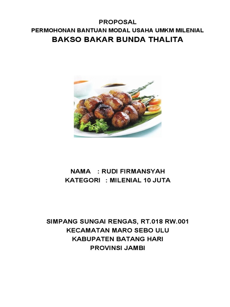 Proposal Bakso Bakar Rudi | PDF