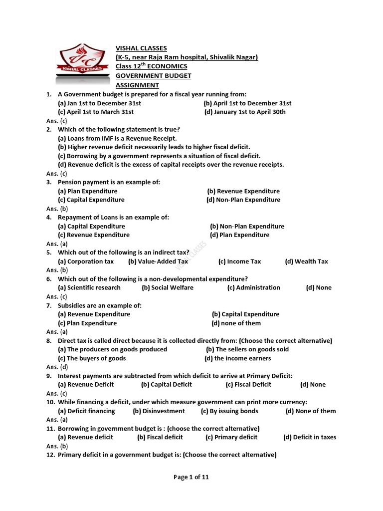 Components of India's Government Budget | PDF | Government Budget ...