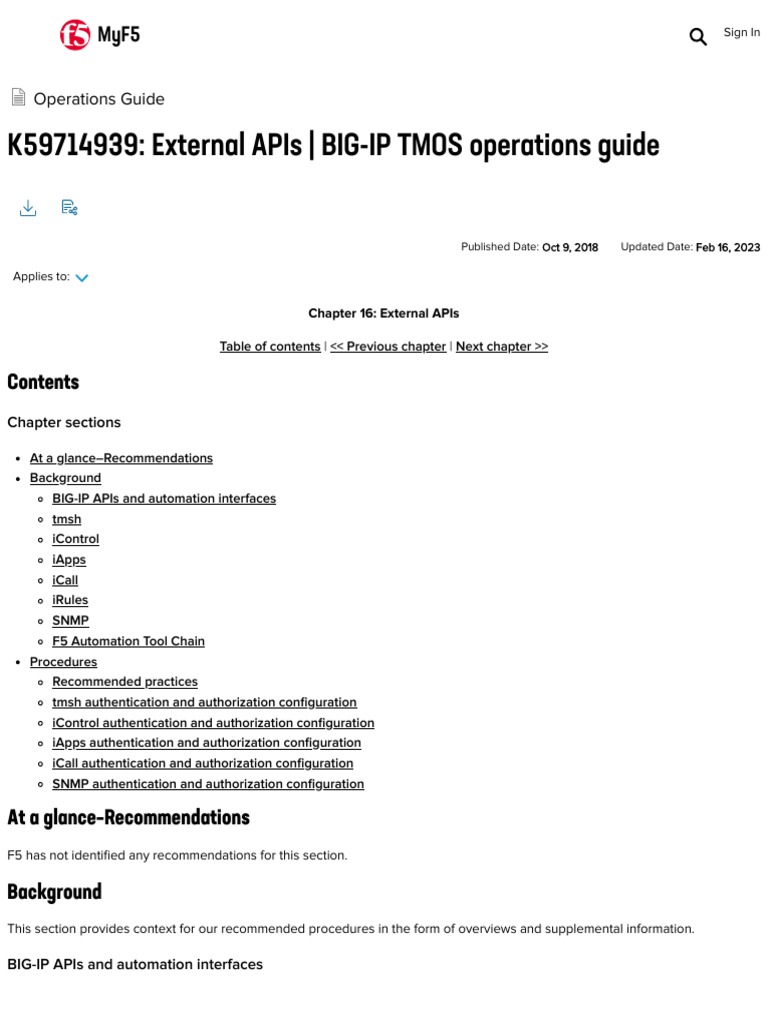 External APIs - BIG-IP TMOS Operations Guide | PDF | Port (Computer ...