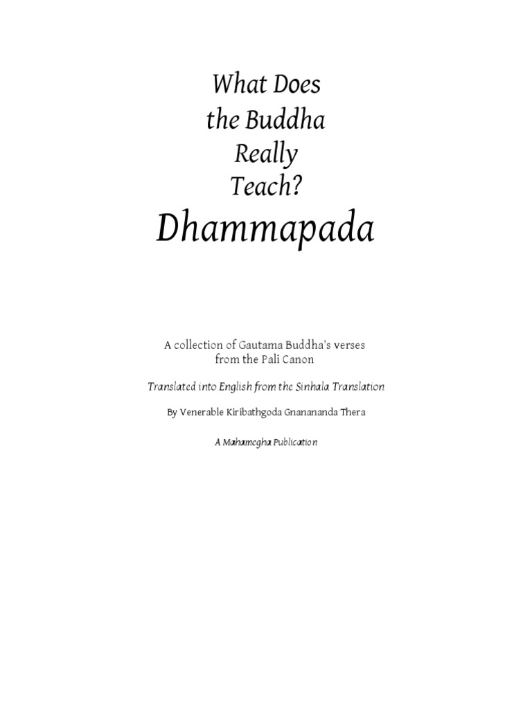 Dhammapada: Teachings of the Buddha | PDF | Virtue | Wisdom