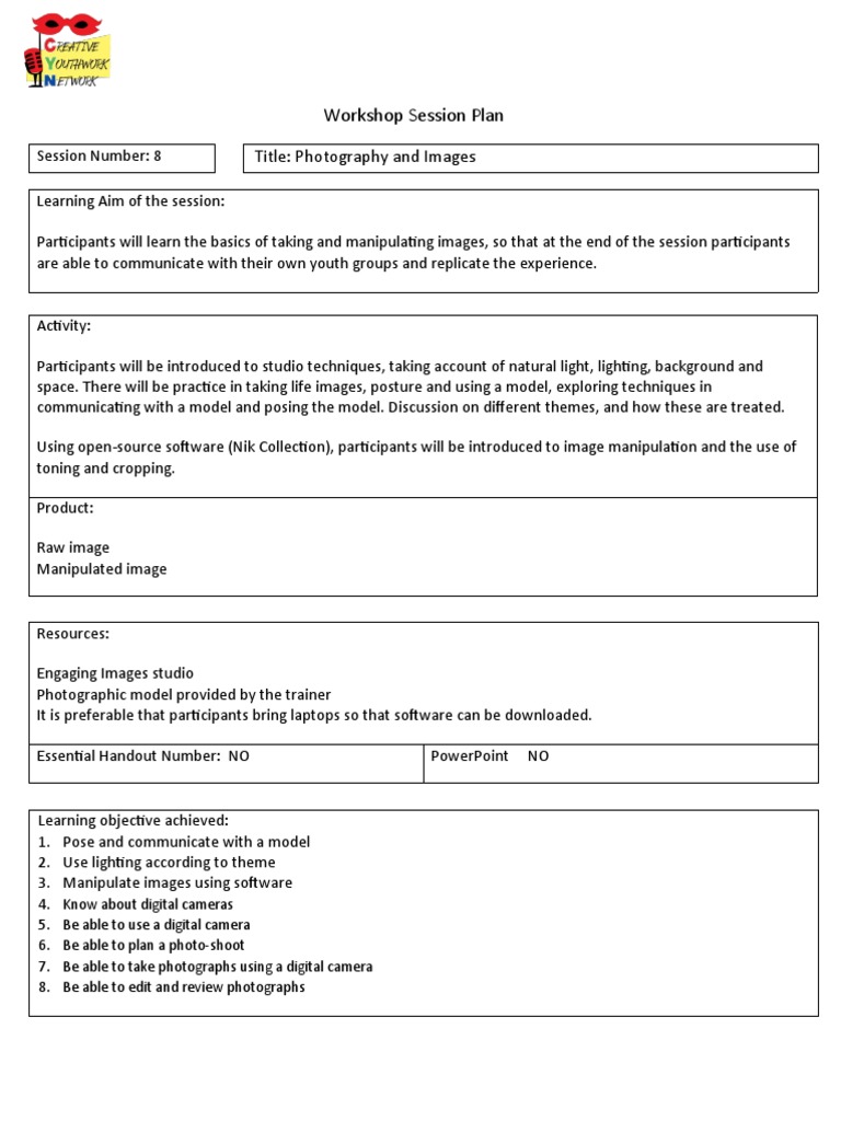 Photography Basics Workshop Plan | PDF | Career & Growth | Computers
